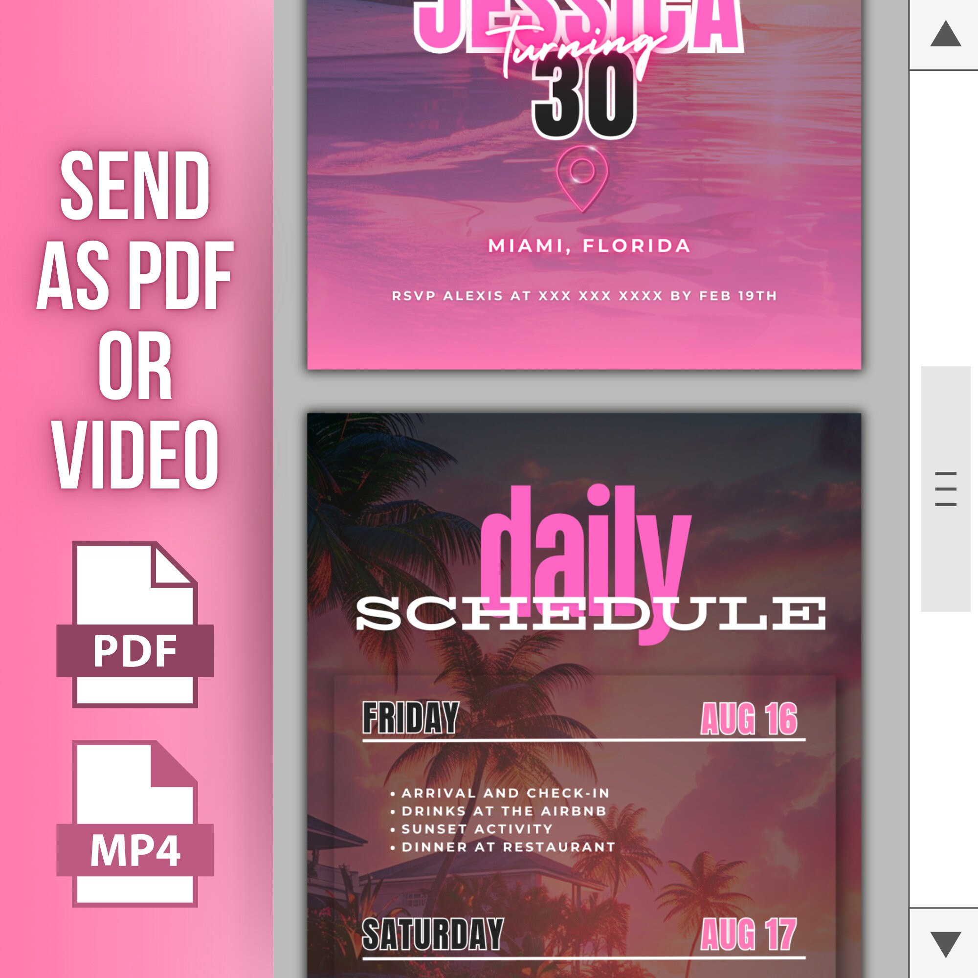 Vacation Mode Digital Birthday Weekend Invitation Travel Itinerary ...