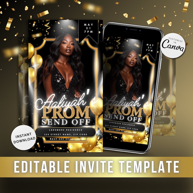 Animated Prom Sendoff Invitation Template Prom Party Invite Digital ...