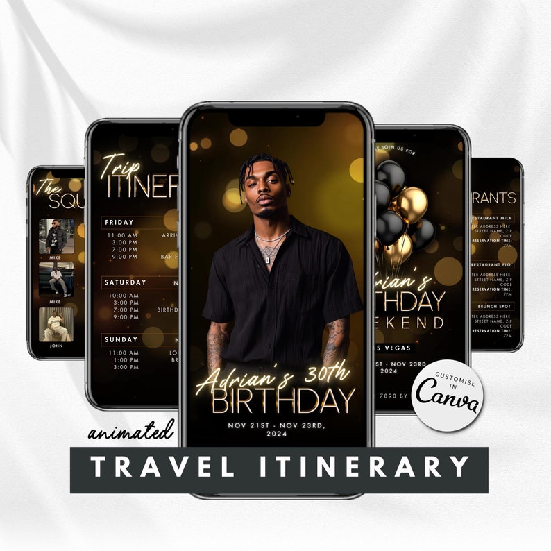 Mens Digital Birthday Weekend Invitation Animated Travel Lads Trip ...