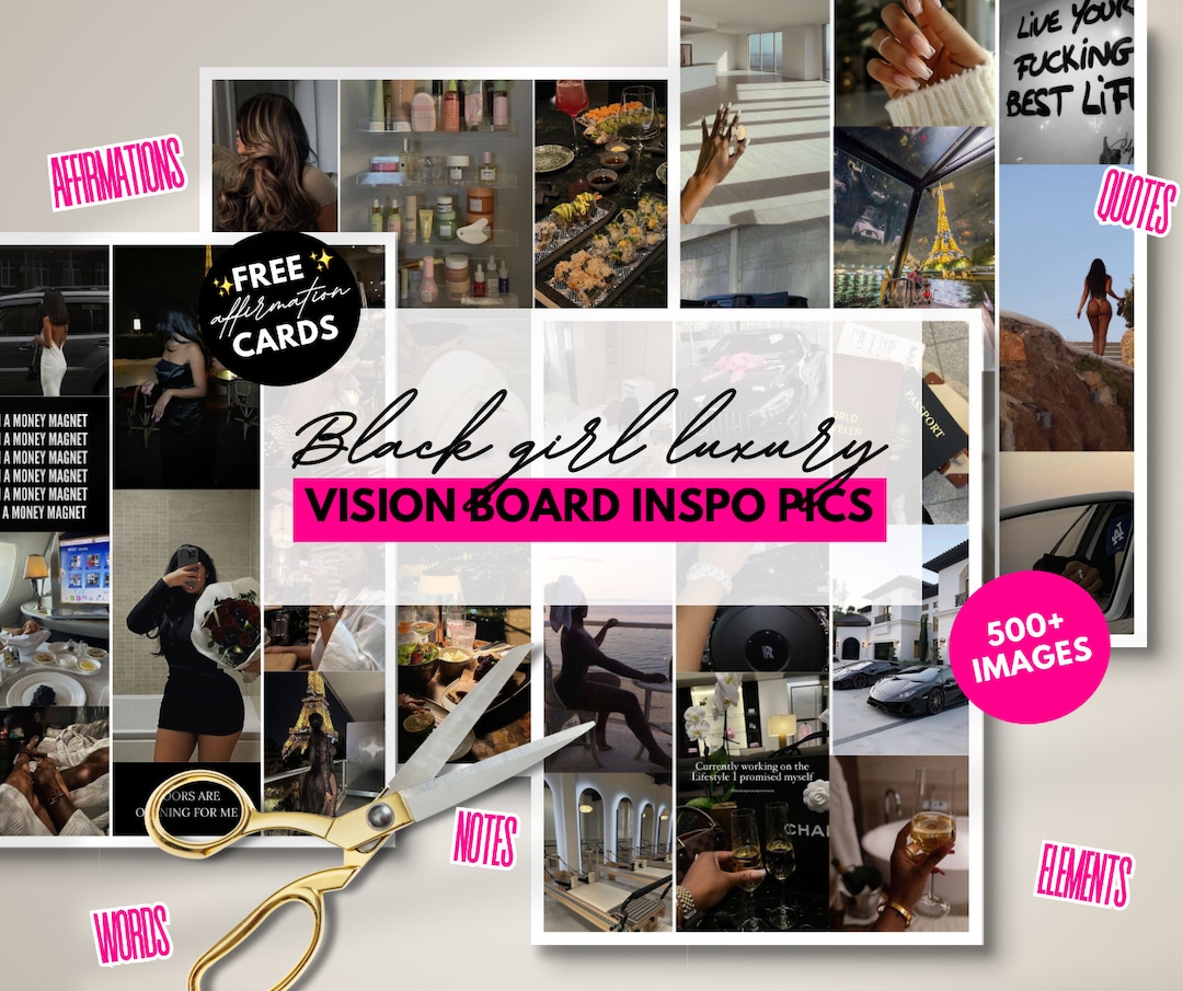 Luxury Black Girl Vision Board Kit 2025 Printable Affirmations for ...
