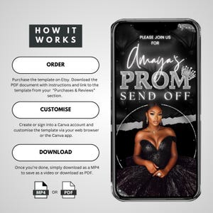 Prom Send off Invitation Digital Send off Flyer Silver Glam Prom Send ...