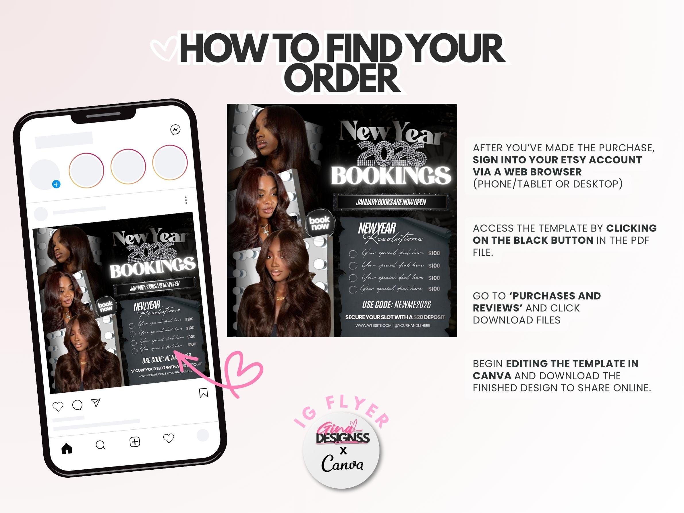 New Year 2026 Booking Flyer | January Books Now Open | Editable Canva ...