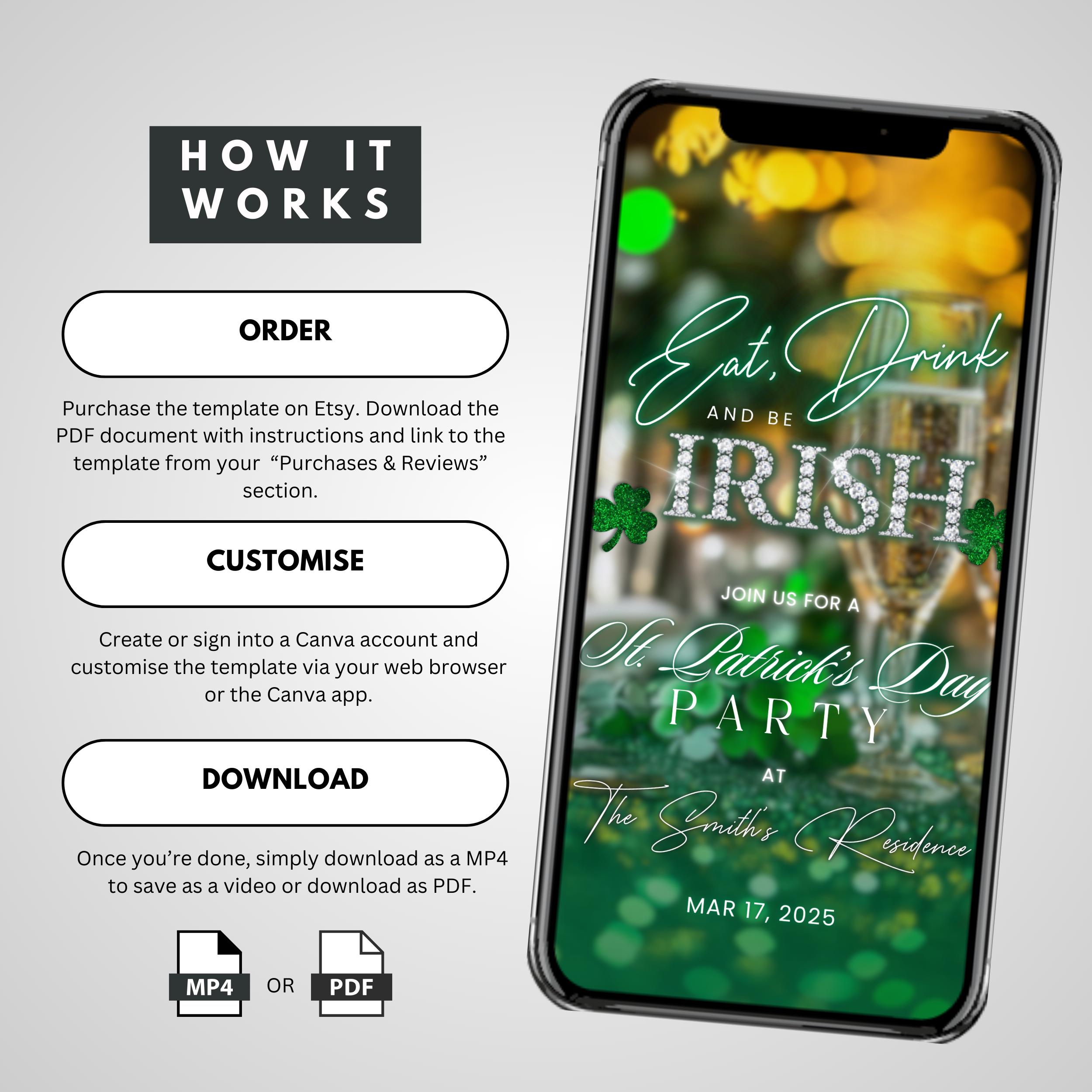 St. Patrick's Day Digital Invitation Irish Invitation Eat Drink and Be ...