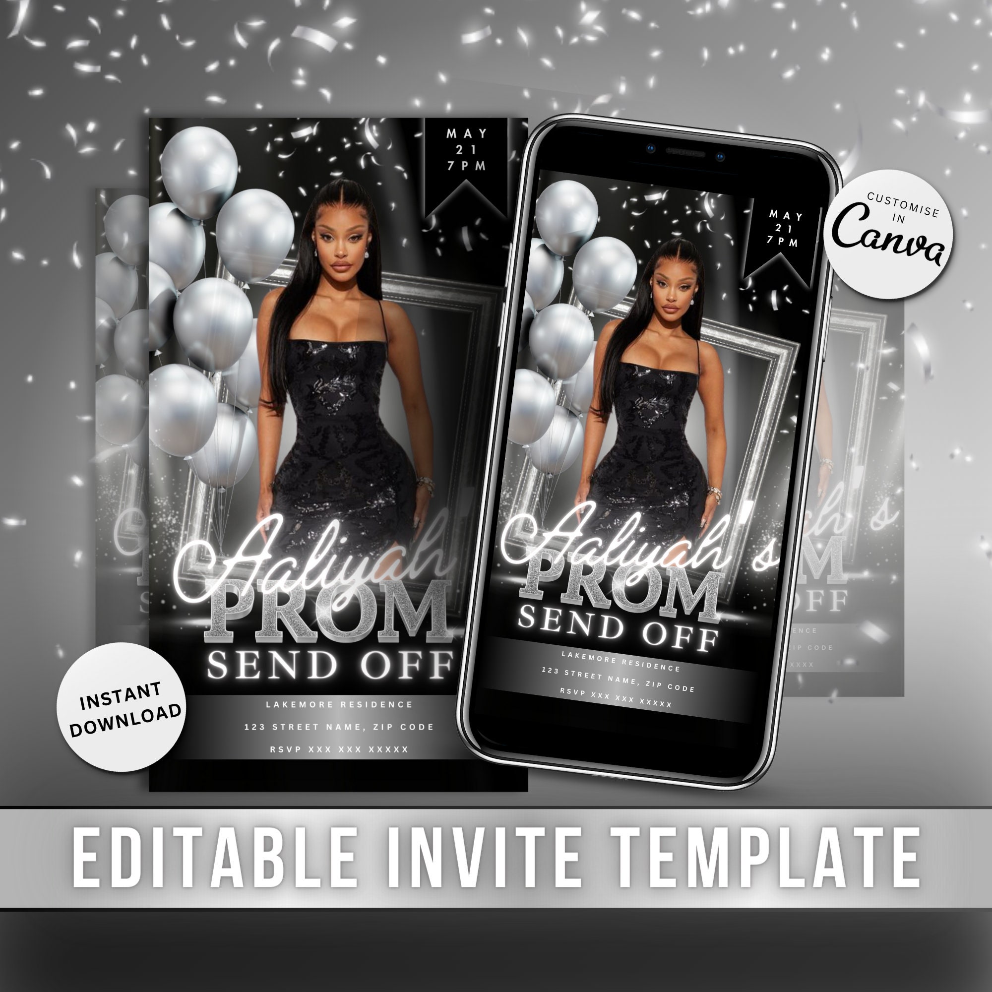 Animated Prom Sendoff Invitation Template Prom Party Invite Digital ...