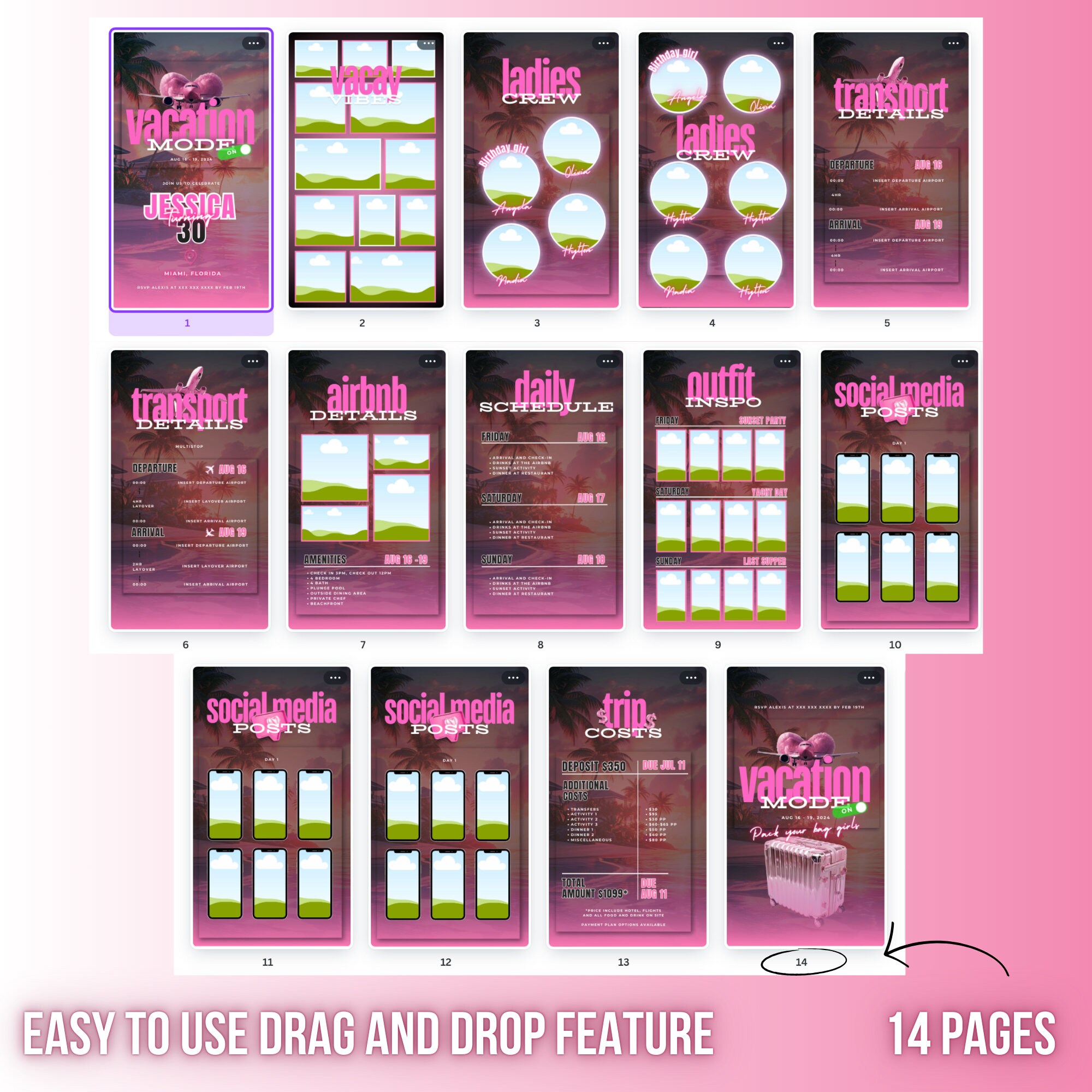 Vacation Mode Digital Birthday Weekend Invitation Travel Itinerary ...