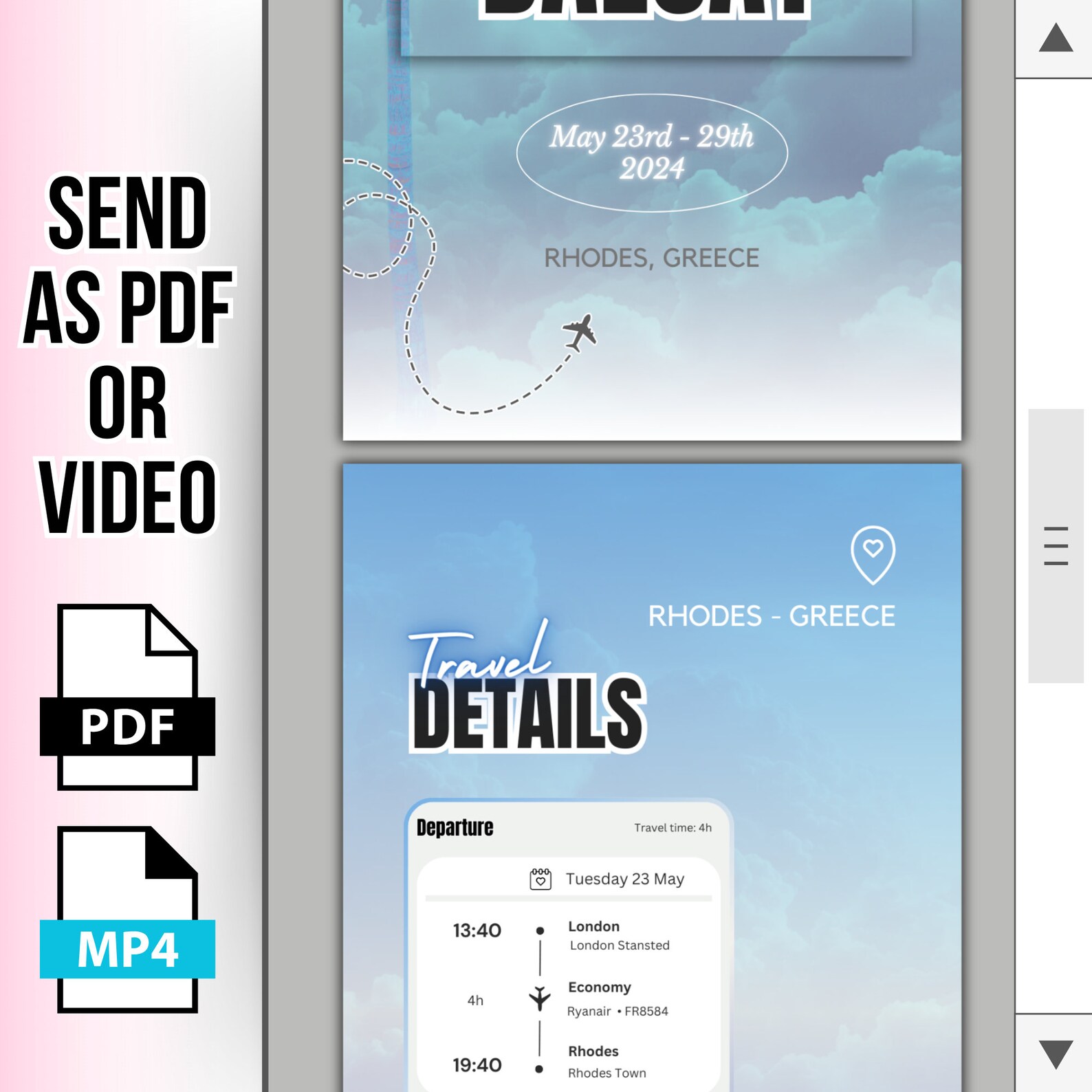 Baecation Digital Travel Itinerary Animated Couples Trip Itinerary ...