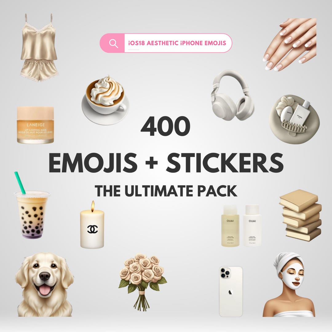 Ios18 Aesthetic Emoji Stickers Pack Cozy Neutral Brown Black Pink ...