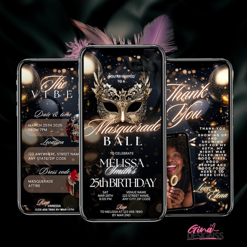 Masquerade Party Invitation Template Masquerade Ball Invitation Video ...