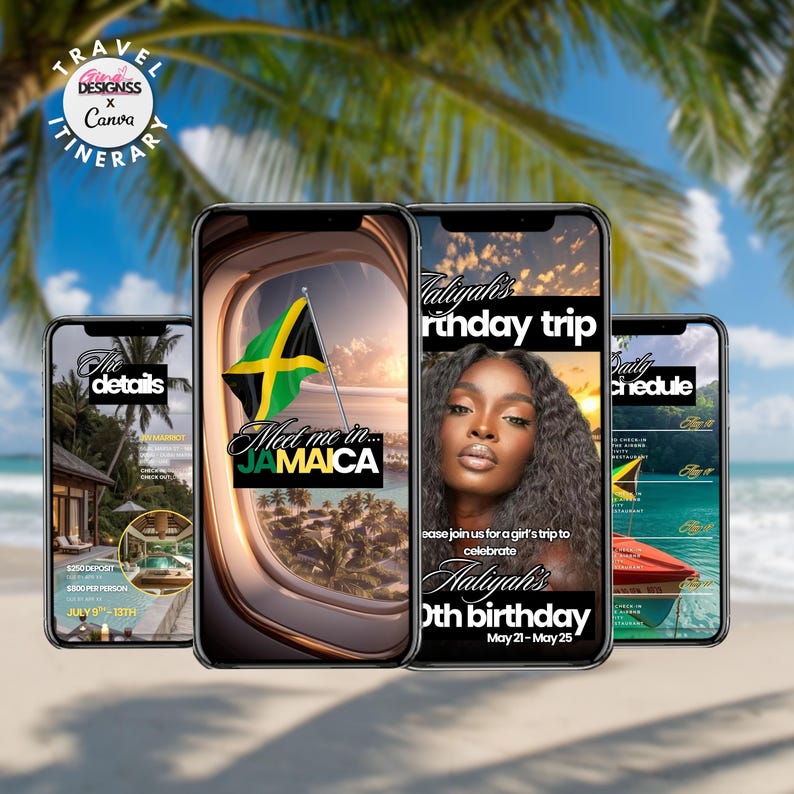 Jamaica Birthday Trip Itinerary Template | Girls Vacation (digital ...