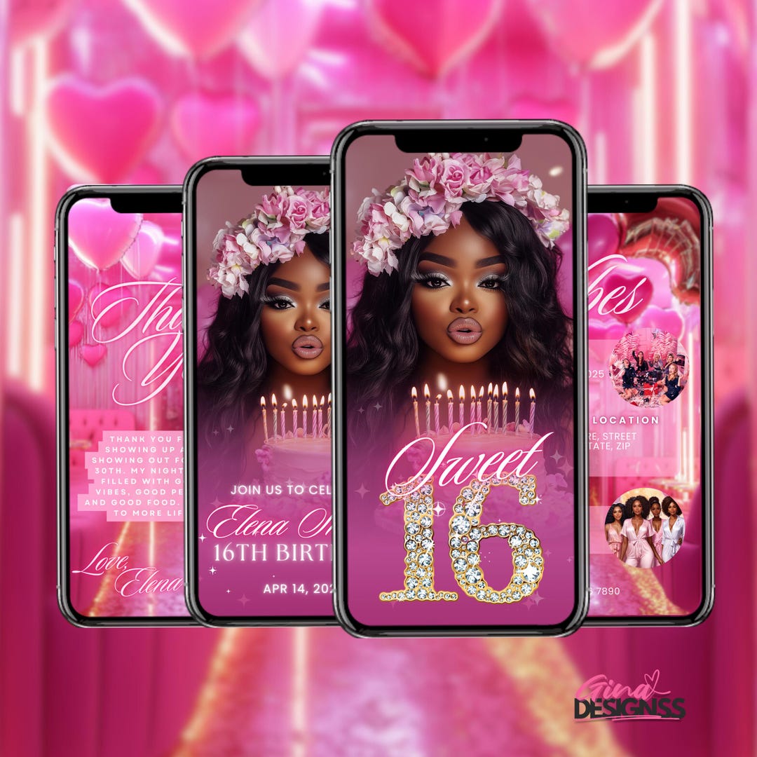 Sweet 16 Invitation Digital Sweet 16 Invitation Pink Birthday ...