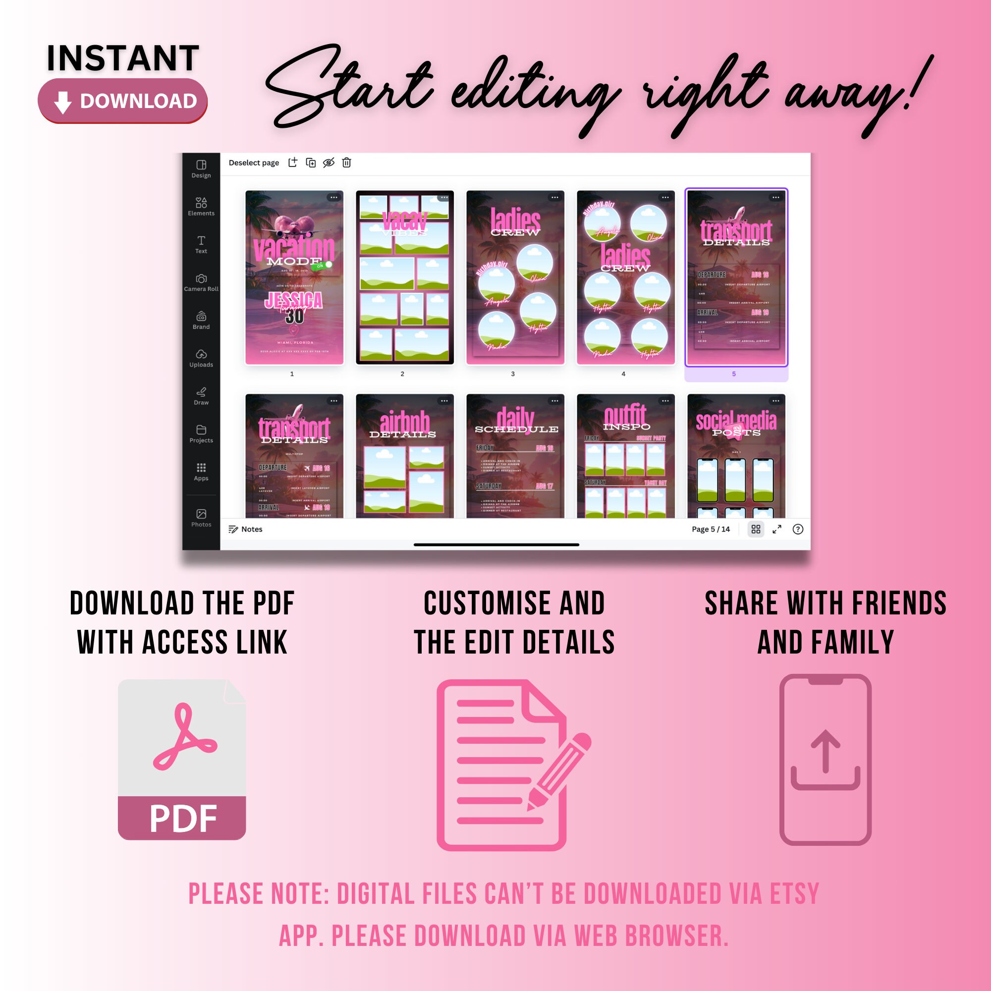 Vacation Mode Digital Birthday Weekend Invitation Travel Itinerary ...