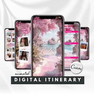 Digital Birthday Weekend Invitation Animated Travel Itinerary Girls ...