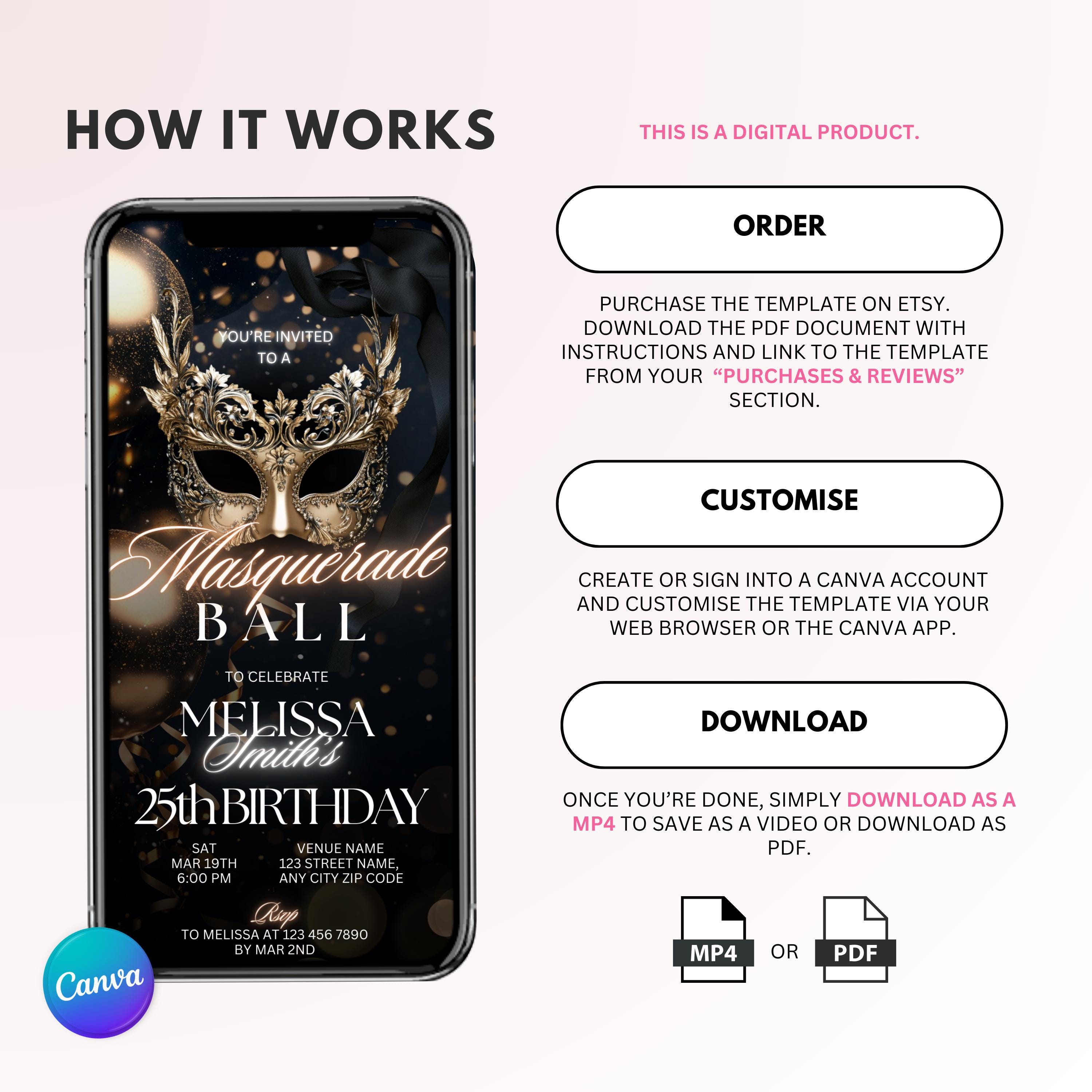 Masquerade Party Invitation Template Masquerade Ball Invitation Video ...