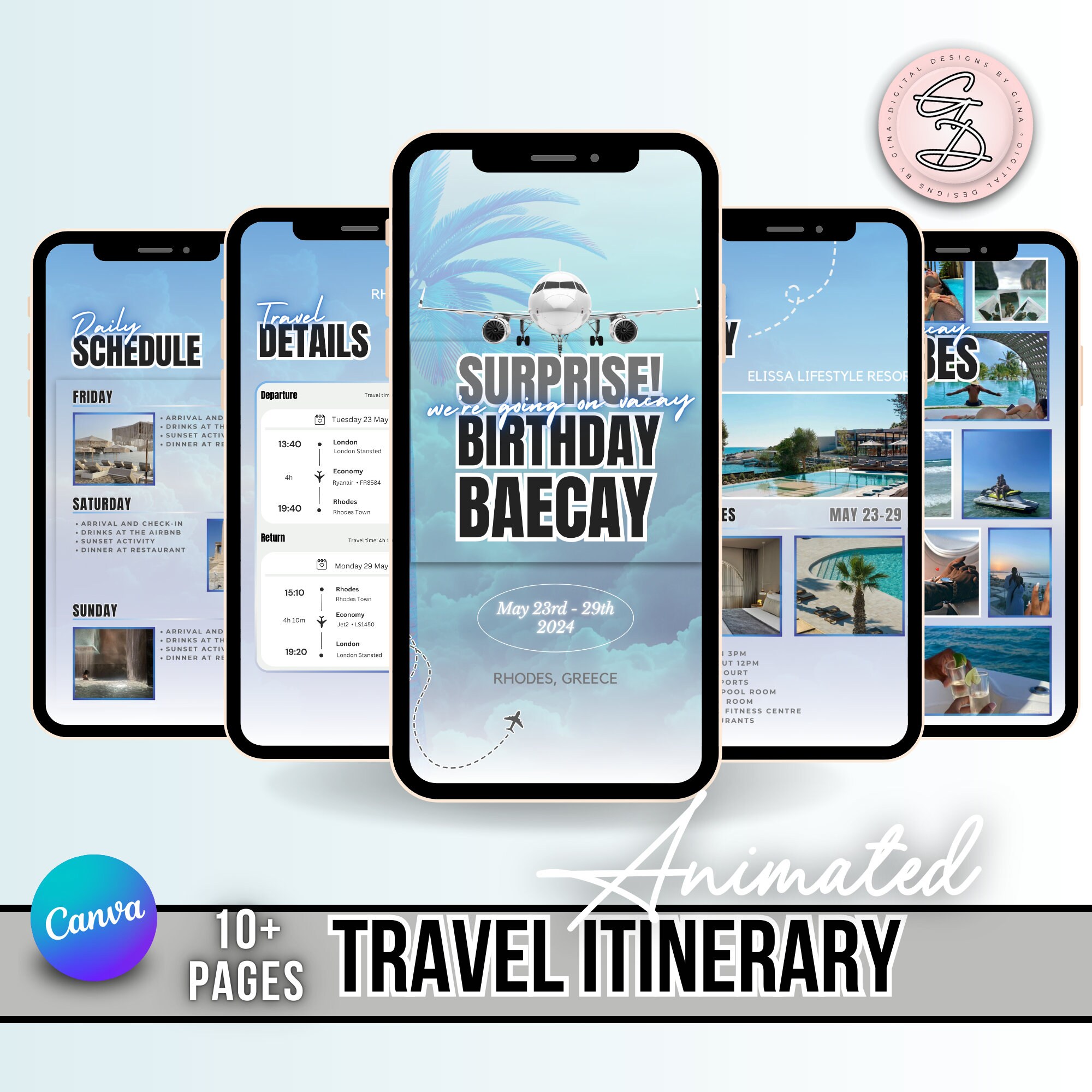 Baecation Digital Travel Itinerary Animated Couples Trip Itinerary ...