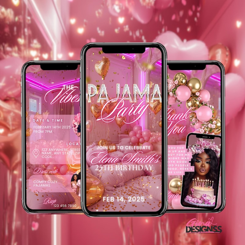 Pj Night Invitation - Etsy
