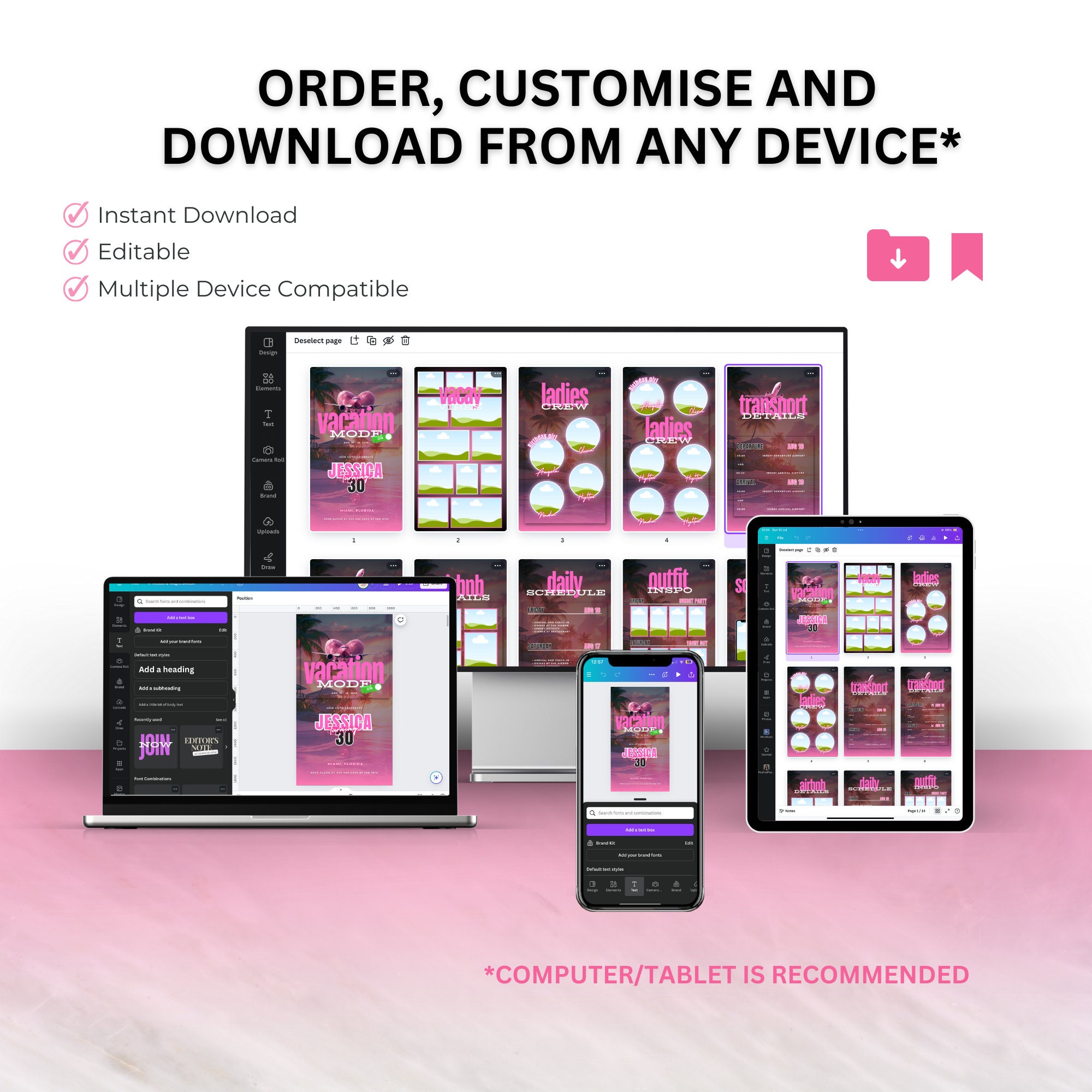 Vacation Mode Digital Birthday Weekend Invitation Travel Itinerary ...