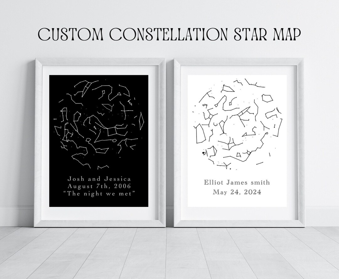 Custom Constellation Map, Personalized Star Map From Date and Location ...