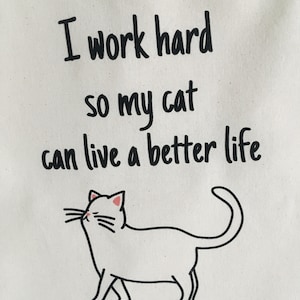 Printed Tote Bag, Natural Cotton, Funny Gift, for Cat Lovers, With Cat ...