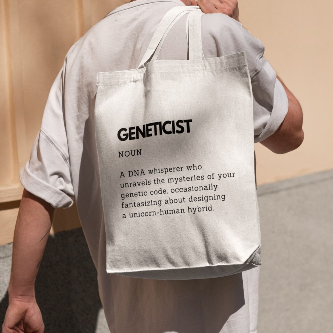 Genetist Definition Printed Funny Tote Bag Genetics Enthusiast Cotton ...