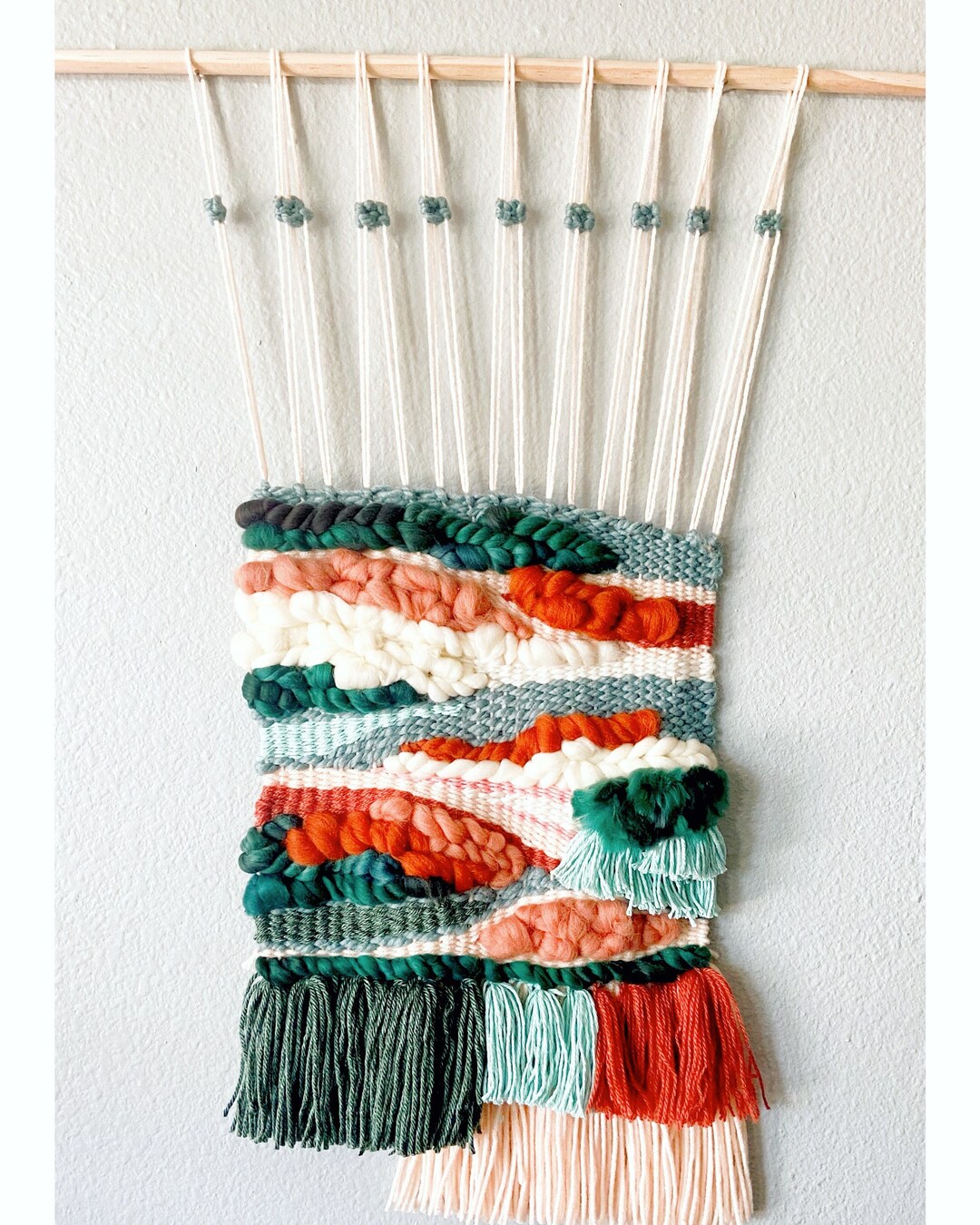 Emerald and Rust Wall Hanging - Etsy