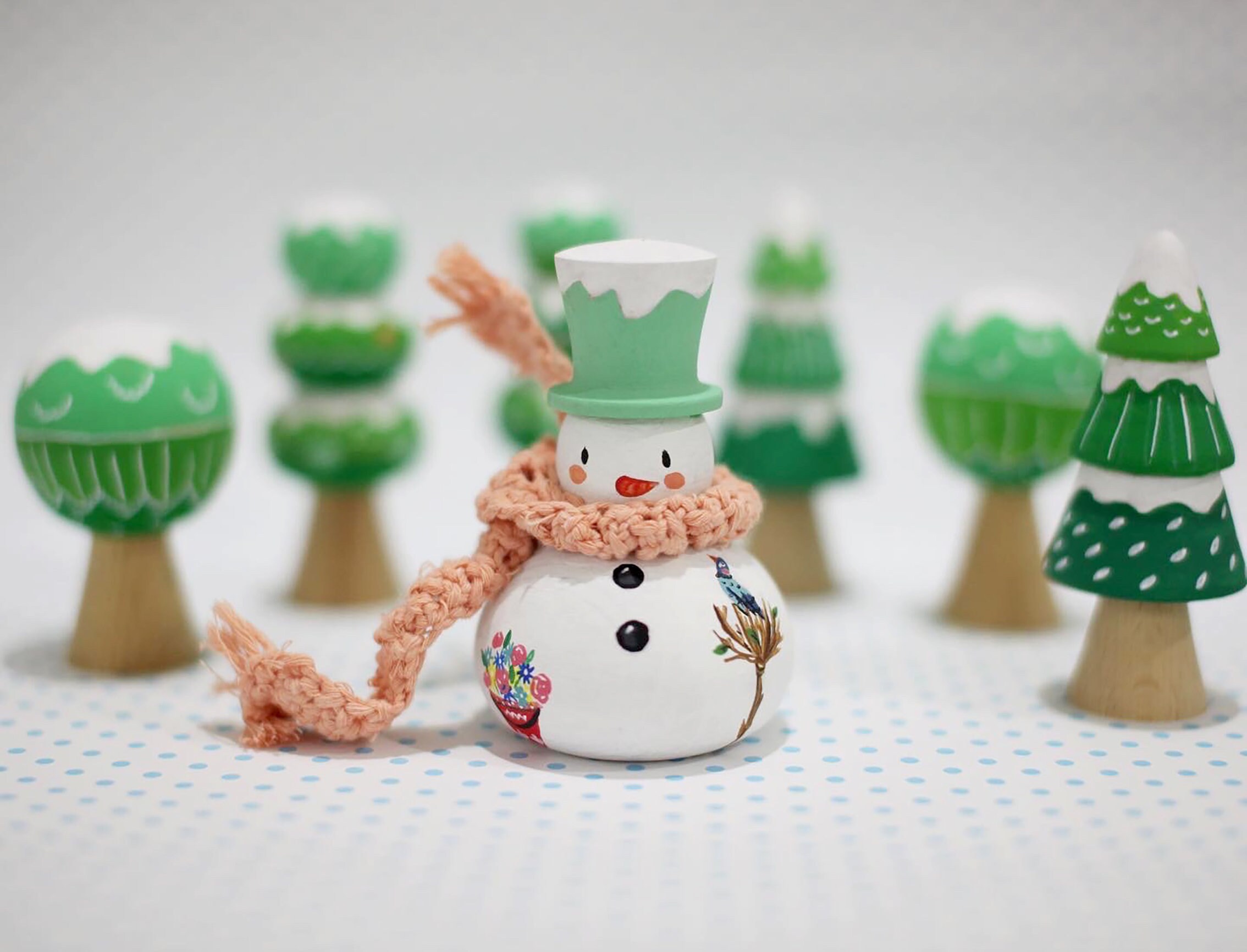 Snowman Peg Dolls Wooden Trees New Year Gift Winter Home - Etsy