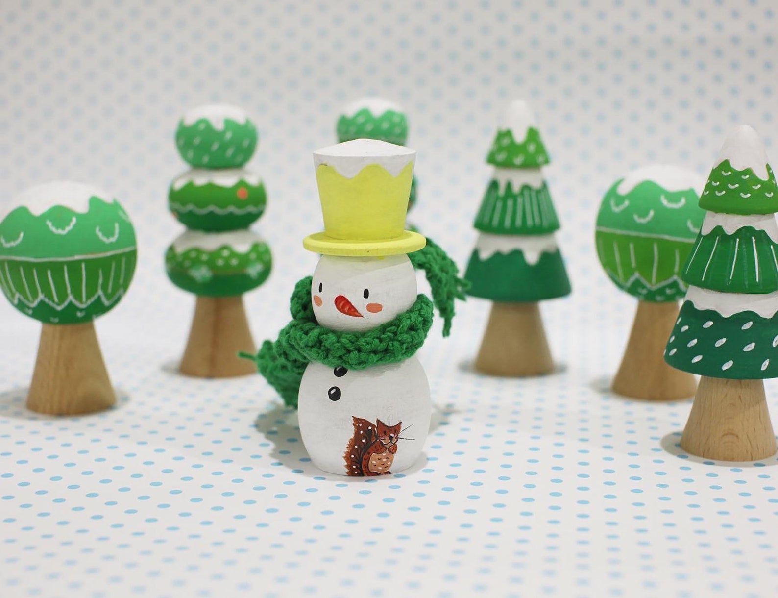 Snowman Peg Dolls Wooden Trees New Year Gift Winter Home - Etsy