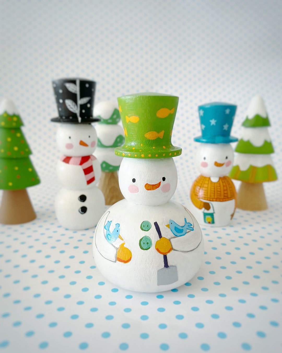 Snowman Peg Dolls, Wooden Toys, New Year Gıft, Winter, Home Decor - Etsy