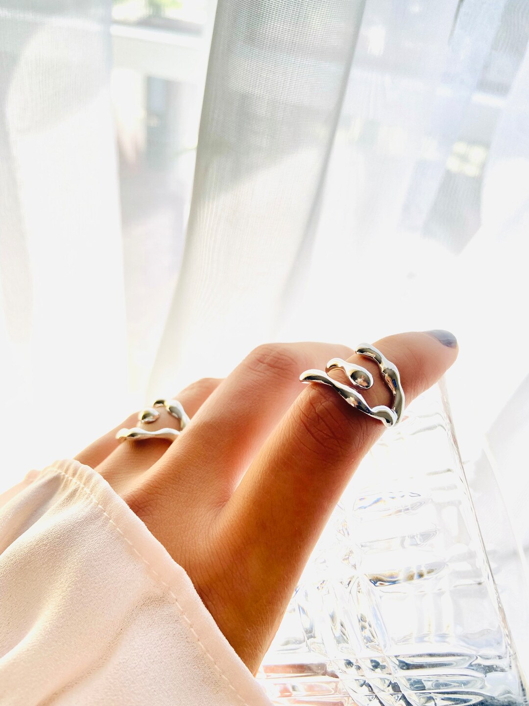 Silver Liquid Drip | Silver Ring for Women | Silver Irregular Ring| Statement Silver Ring ...