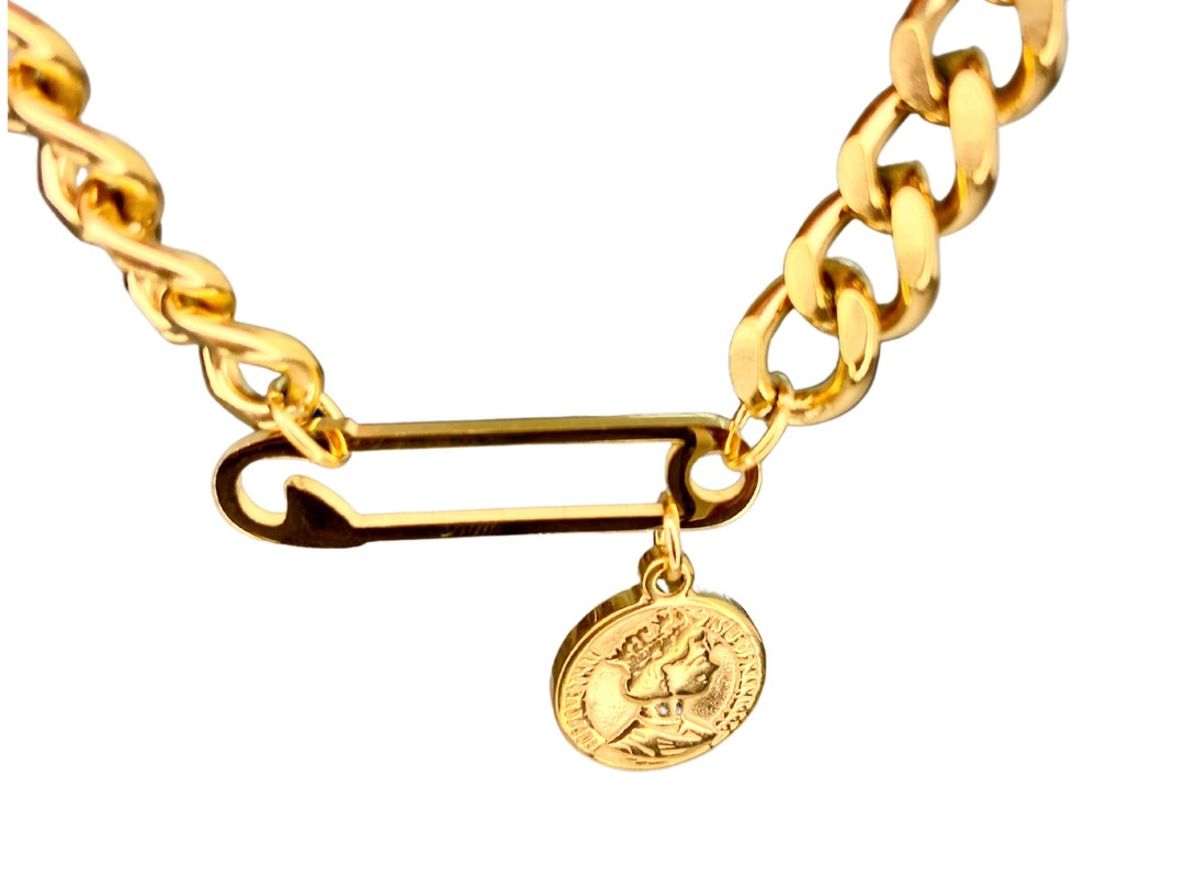 Queen Elizabeth 18K Gold Filled Large Paperclip Heavy Chunky Chain ...
