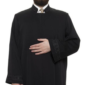 Black Embroidered Imamah Cloth, Prayer Robe for Muslim, Thawb, Glabia ...