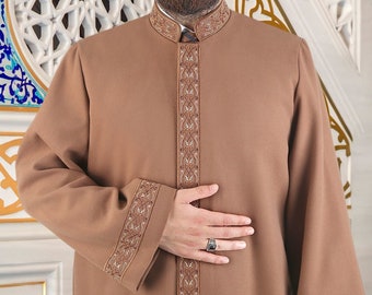 Lux Embroidered Navy Blue Imam Robe ,thawb, Glabia, Thobe / Robe for ...