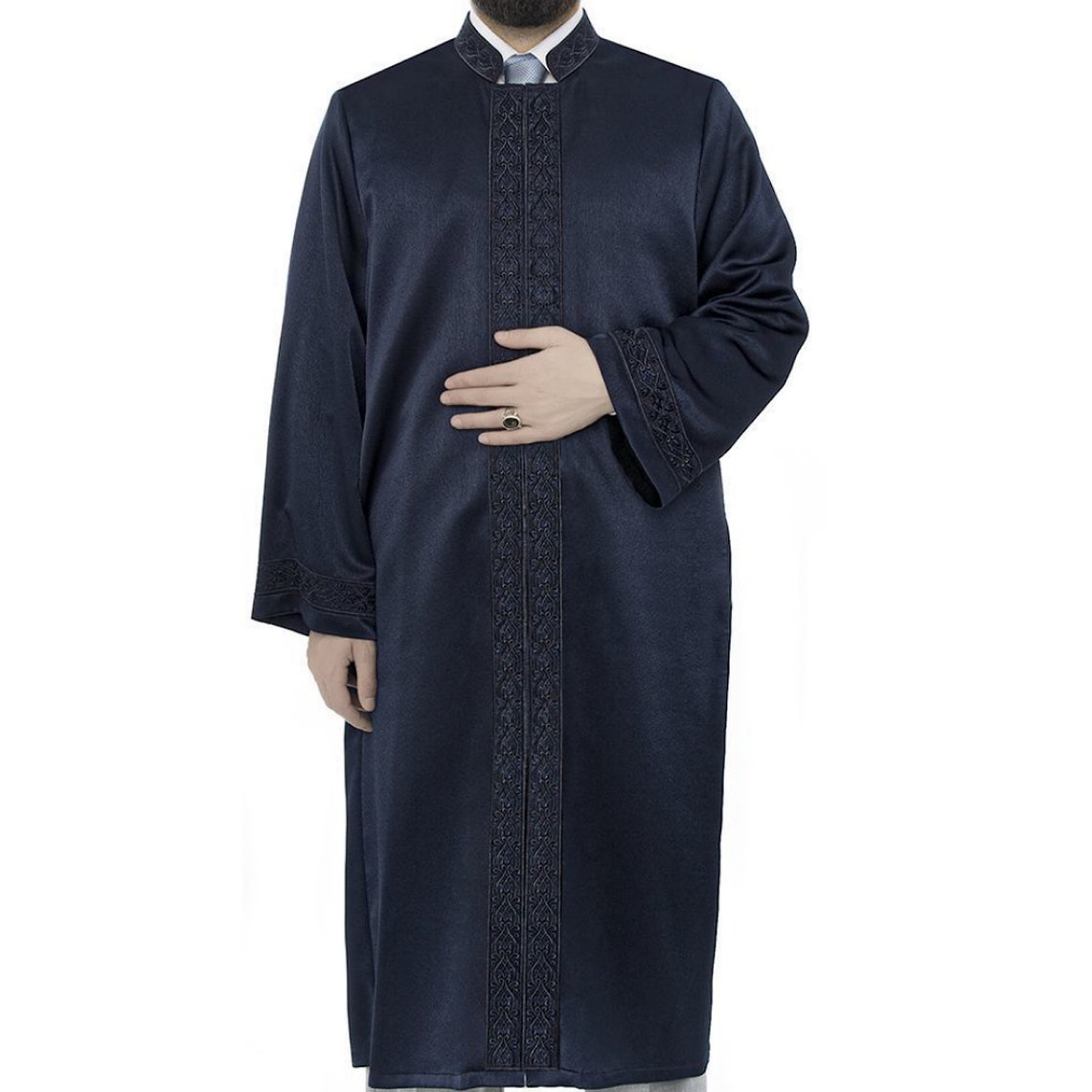 Lux Embroidered Navy Blue Imam Robe ,thawb, Glabia, Thobe / Robe for ...