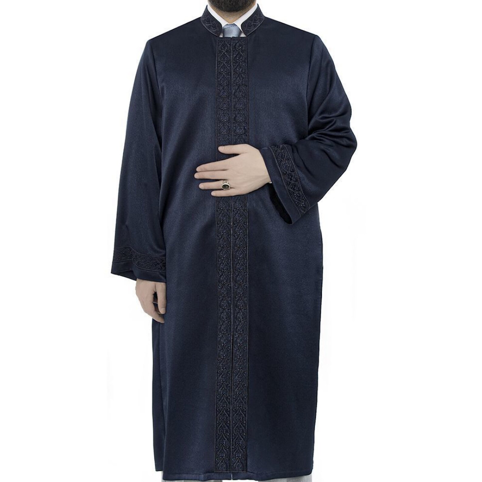 Lux Embroidered Navy Blue Imam Robe ,thawb, Glabia, Thobe / Robe for ...