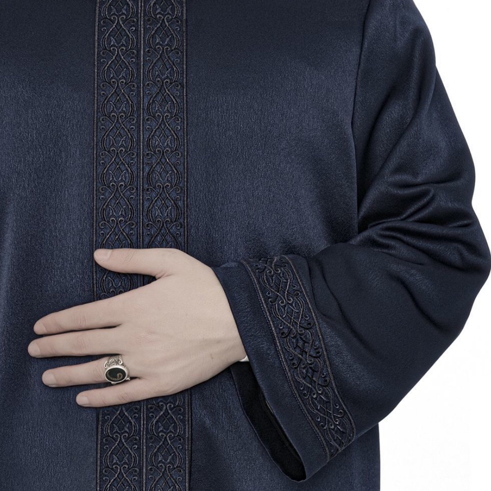 Lux Embroidered Navy Blue Imam Robe ,thawb, Glabia, Thobe / Robe for ...