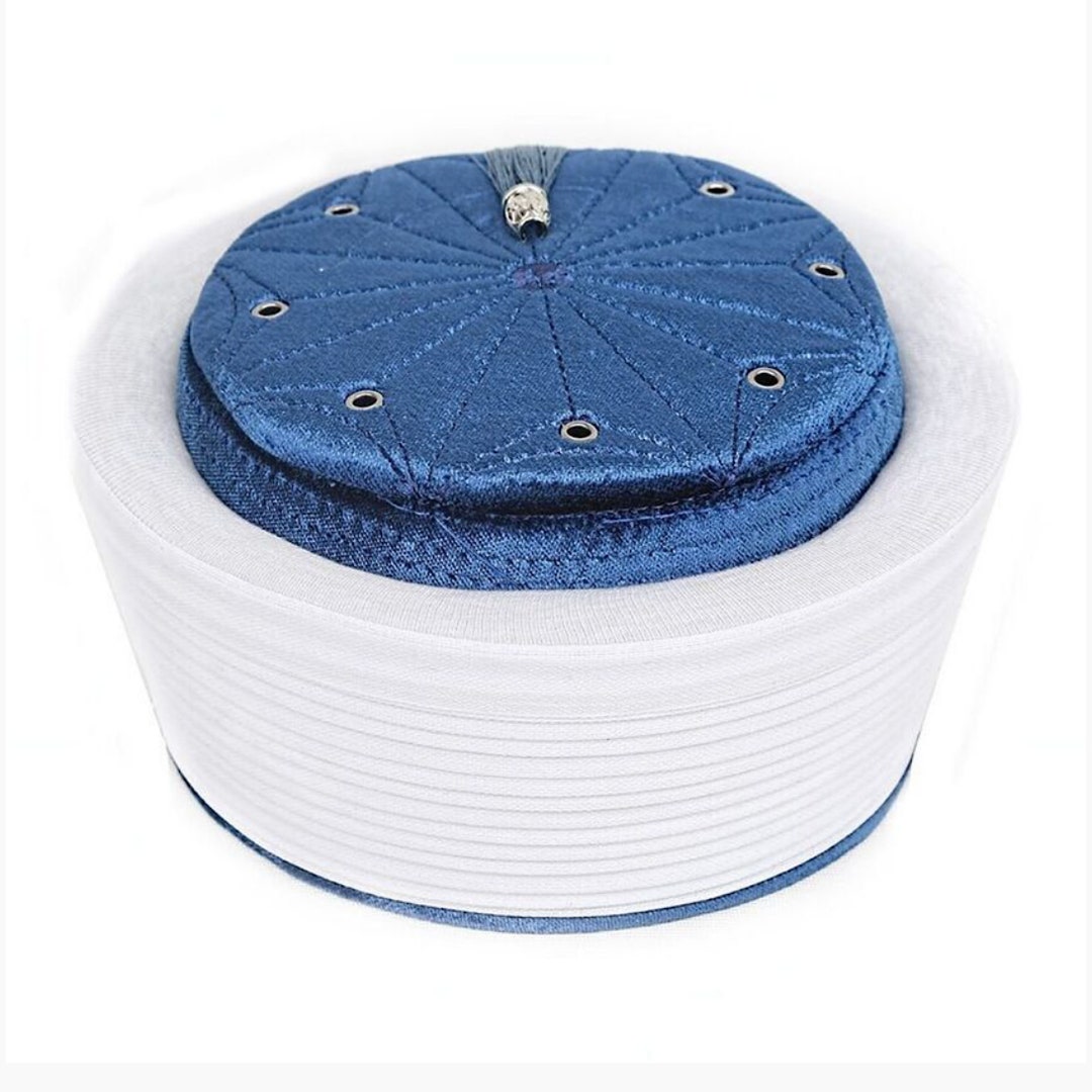 Lux Blue Prayer Cap Mosque Head Wear Blue Imamah Cap Blue Sarik Islamic Man Cap High Quality ...