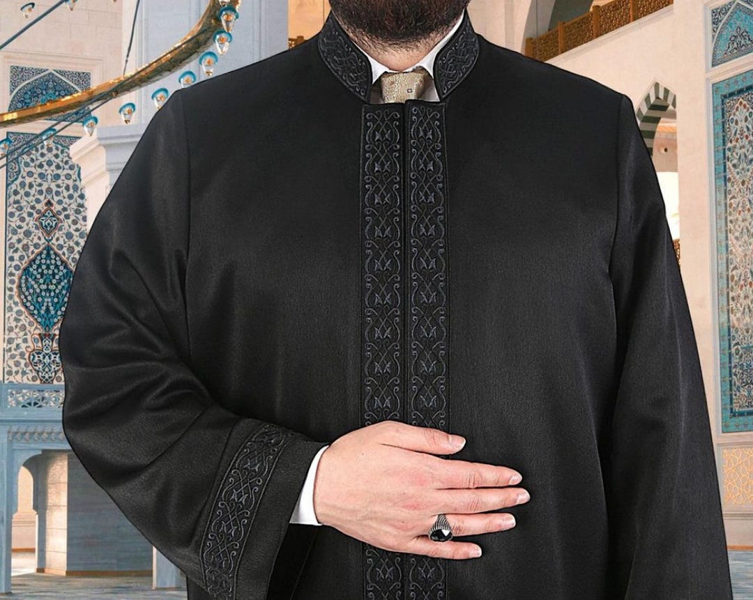 Custom Luxury Gaza Imam Robe Black, Imam Jubbah ,thawb, Glabia, Thobe ...