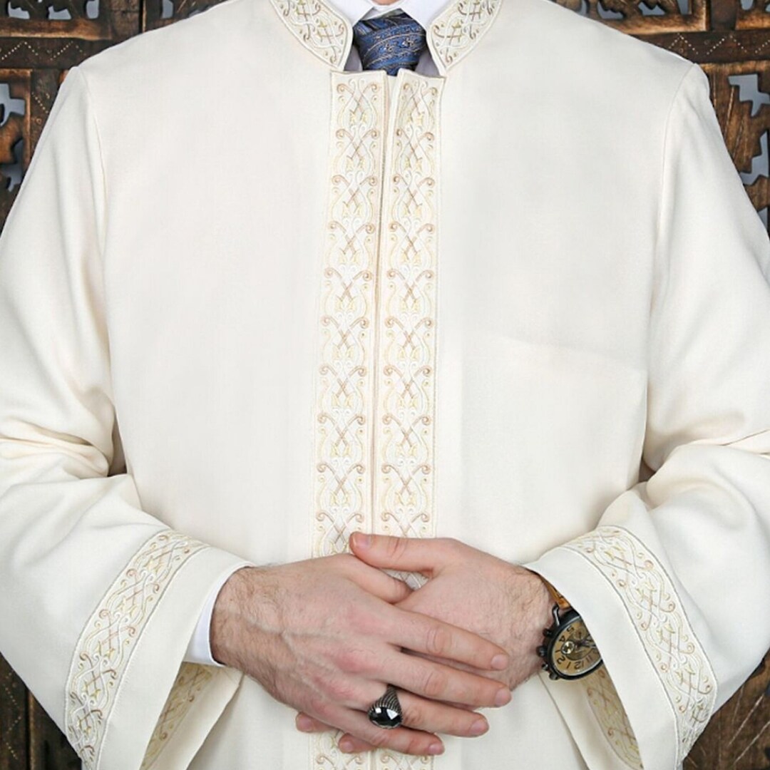 Off White Imam Jubba, Prayer Robe for Muslim, Thawb, Glabia, Thobe ...