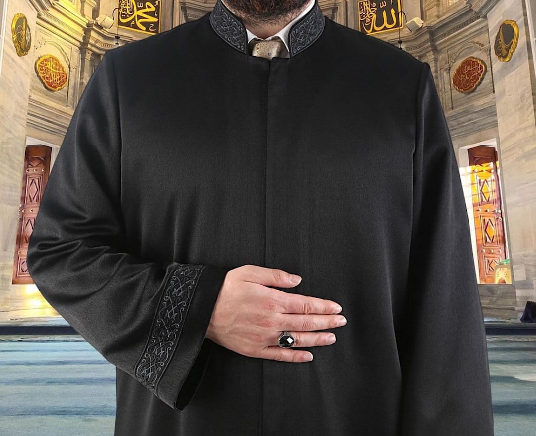Personalized Mihrab Imam Robe Black Imam Jubbah ,thawb, Glabia, Thobe ...