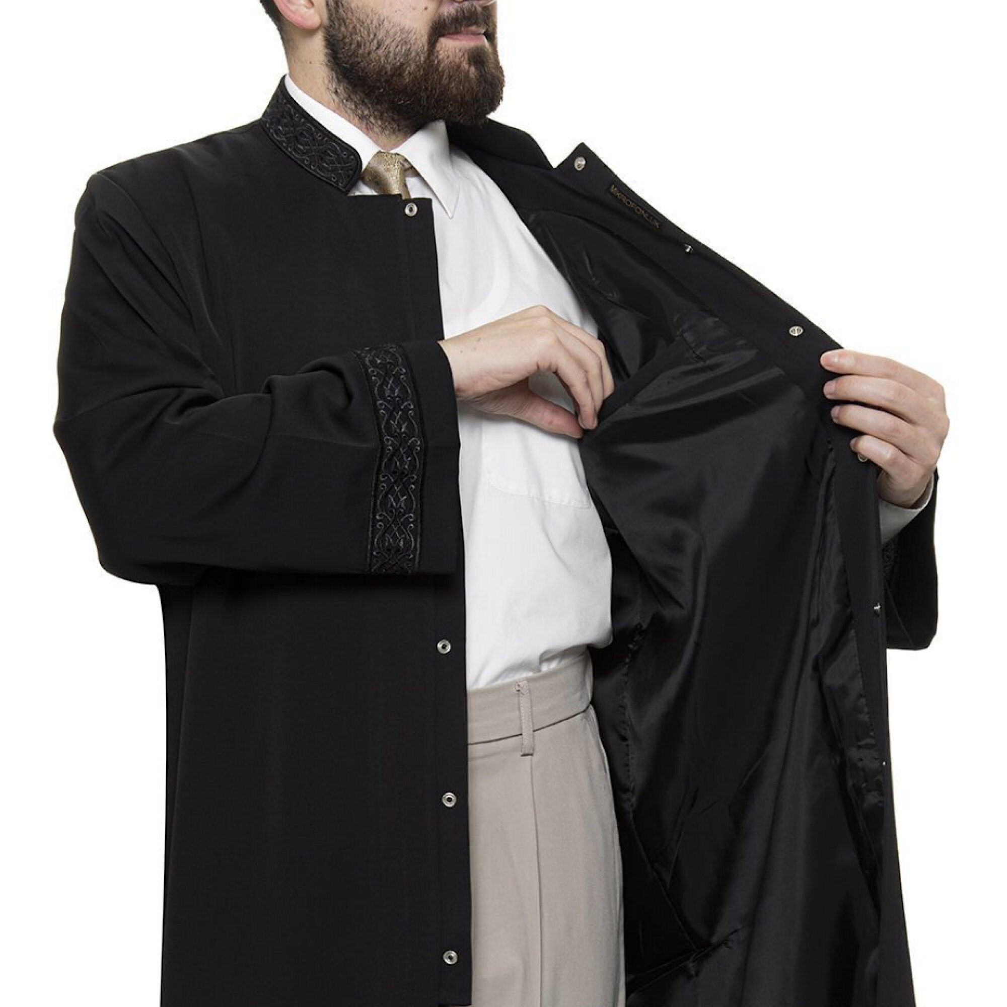 Black Embroidered Imamah Cloth, Prayer Robe for Muslim, Thawb, Glabia ...