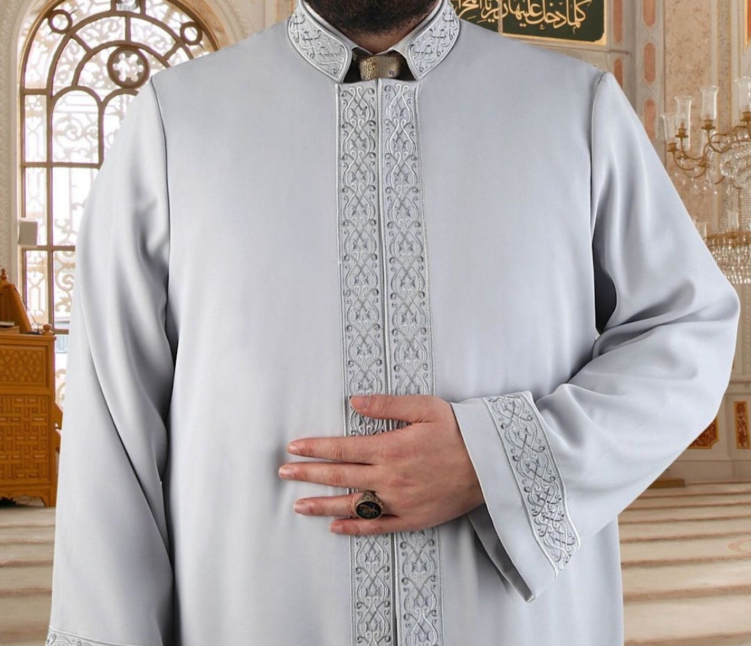 Personalized Gray Prayer Jubba for Muslim Men / Islamic Mens Wear ...