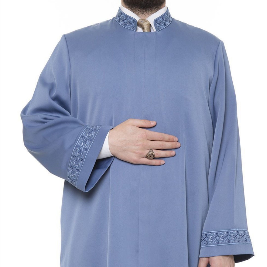 Personalized Embroidered Blue Imam Robe ,thawb, Glabia, Thobe / Robe ...