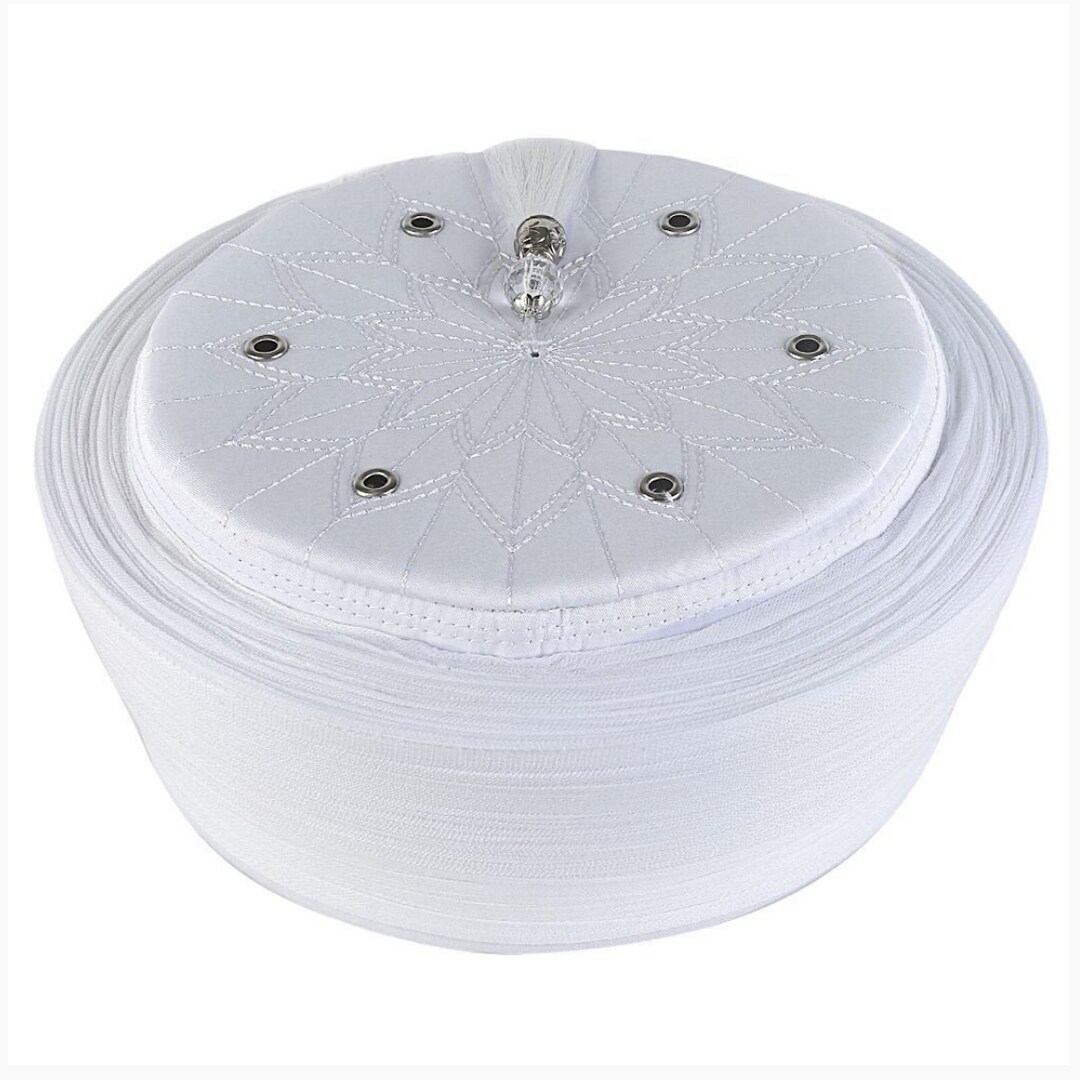 Luxury White Mosque Head Wear White Imamah Cap Hand Wrapped Sarik Islamic Man Cap High Quality ...