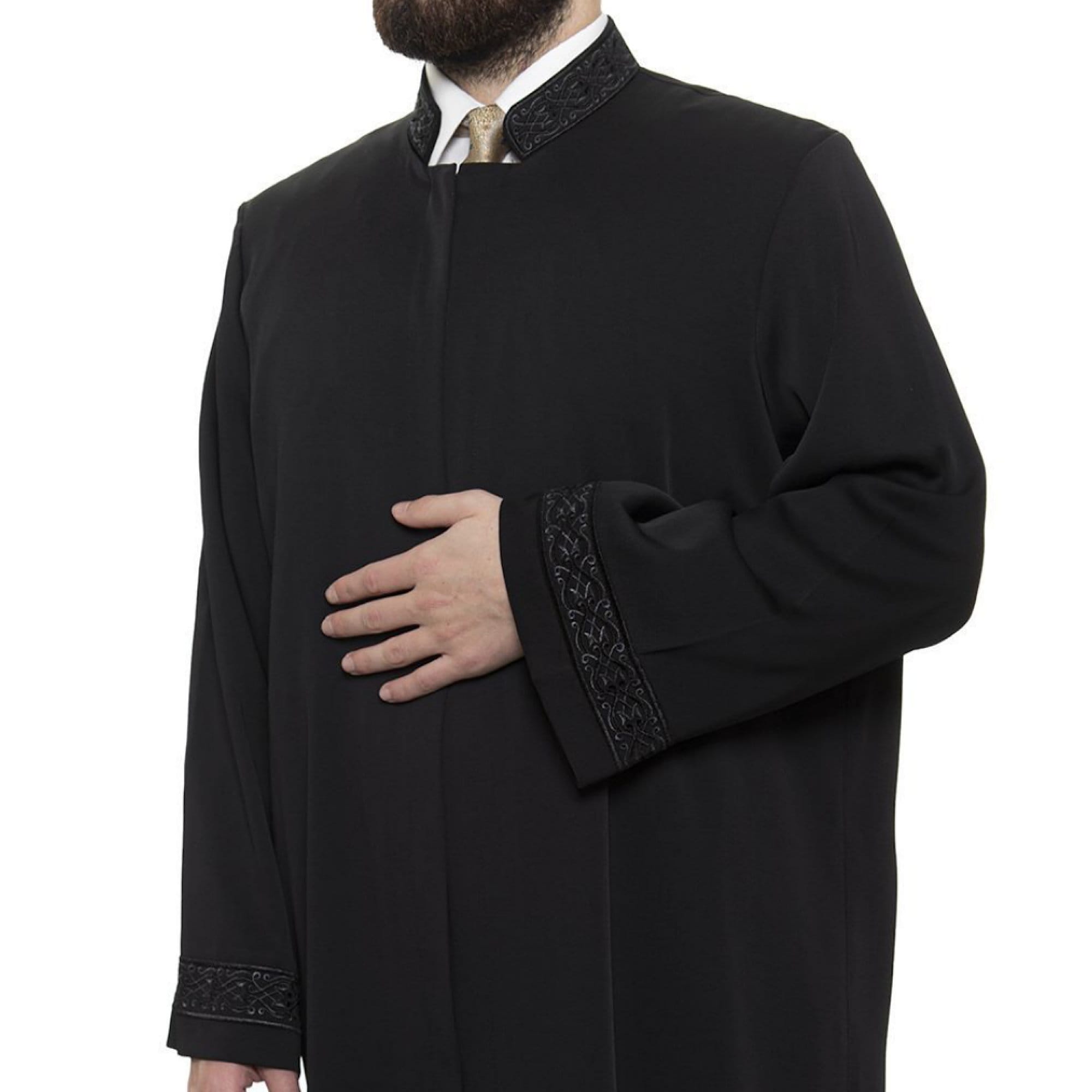 Black Embroidered Imamah Cloth, Prayer Robe for Muslim, Thawb, Glabia ...