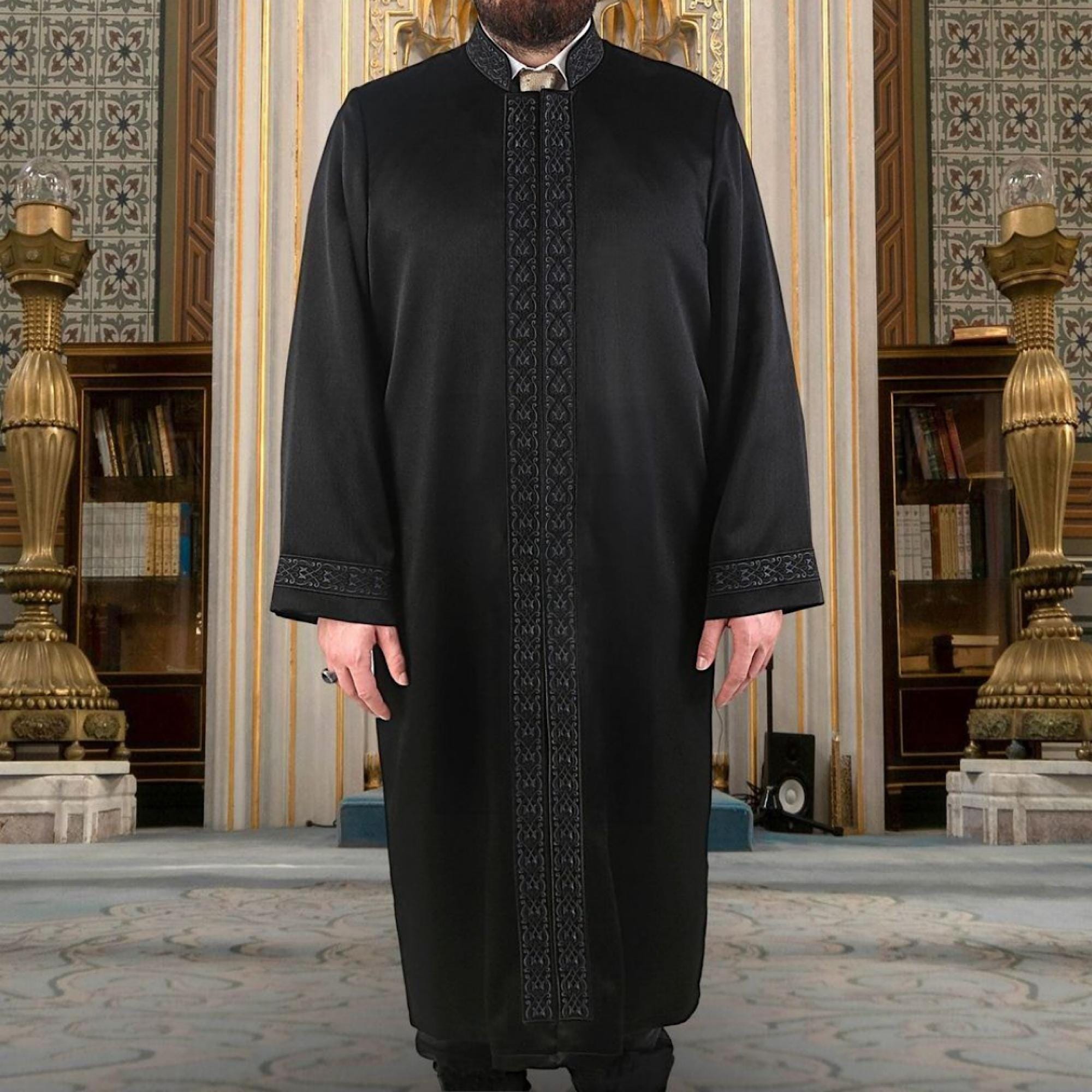 Custom Luxury Gaza Imam Robe Black, Imam Jubbah ,thawb, Glabia, Thobe ...
