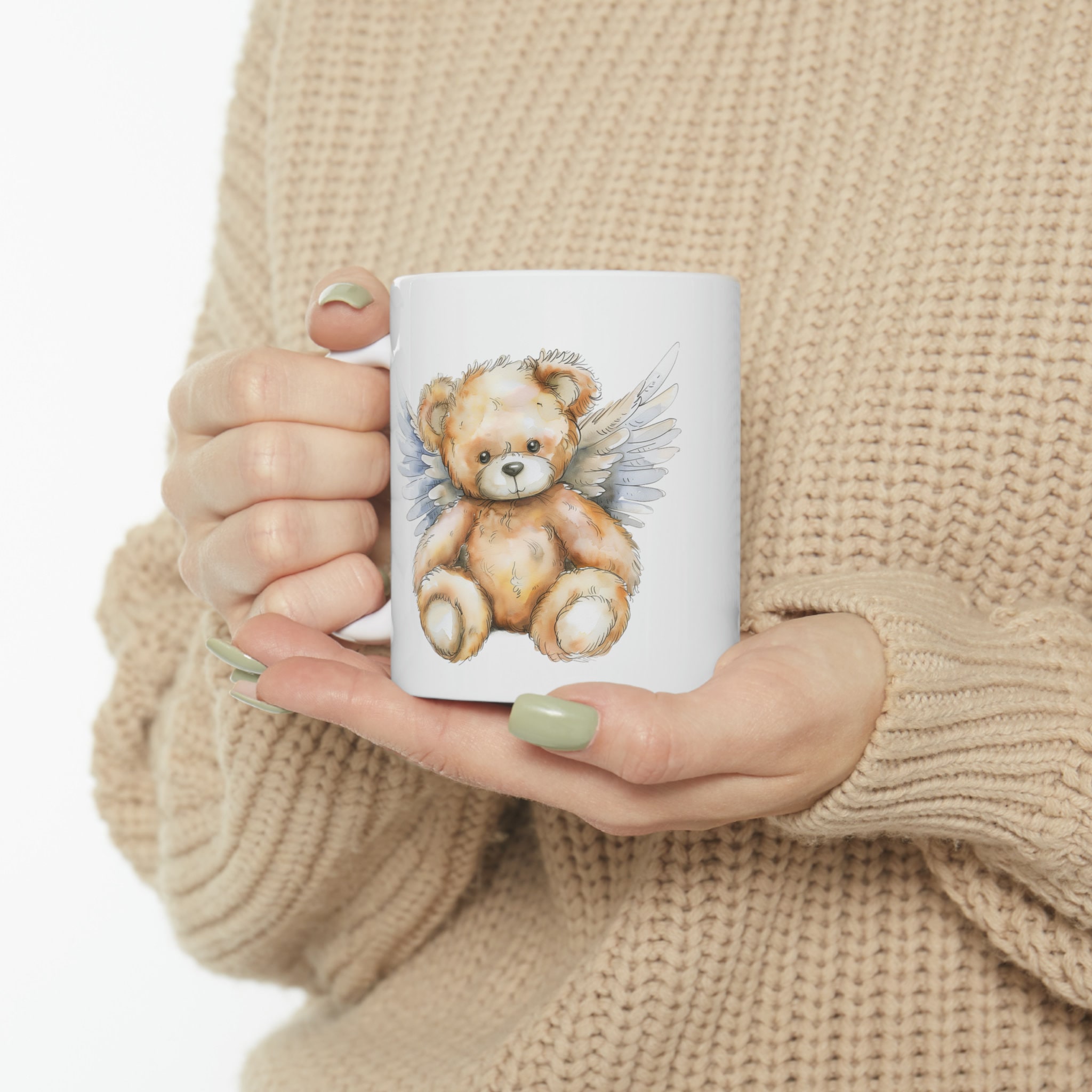 Teddy Bear Clip Art, Watercolor Angel Bear PNG, Baby Shower, Digital ...