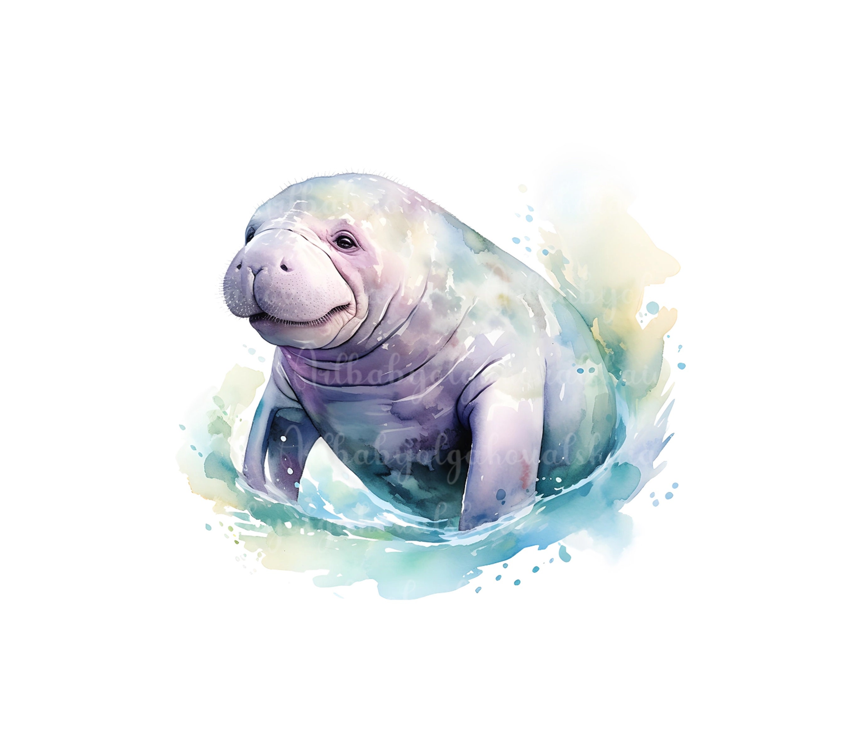 Manatee Clipart, Watercolor Manatee PNG, Digital Download - Etsy