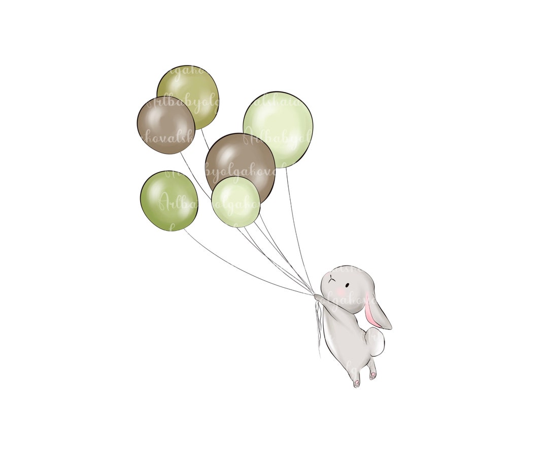 Bunny With Balloons Clipart: PNG File (digital Download) - Etsy