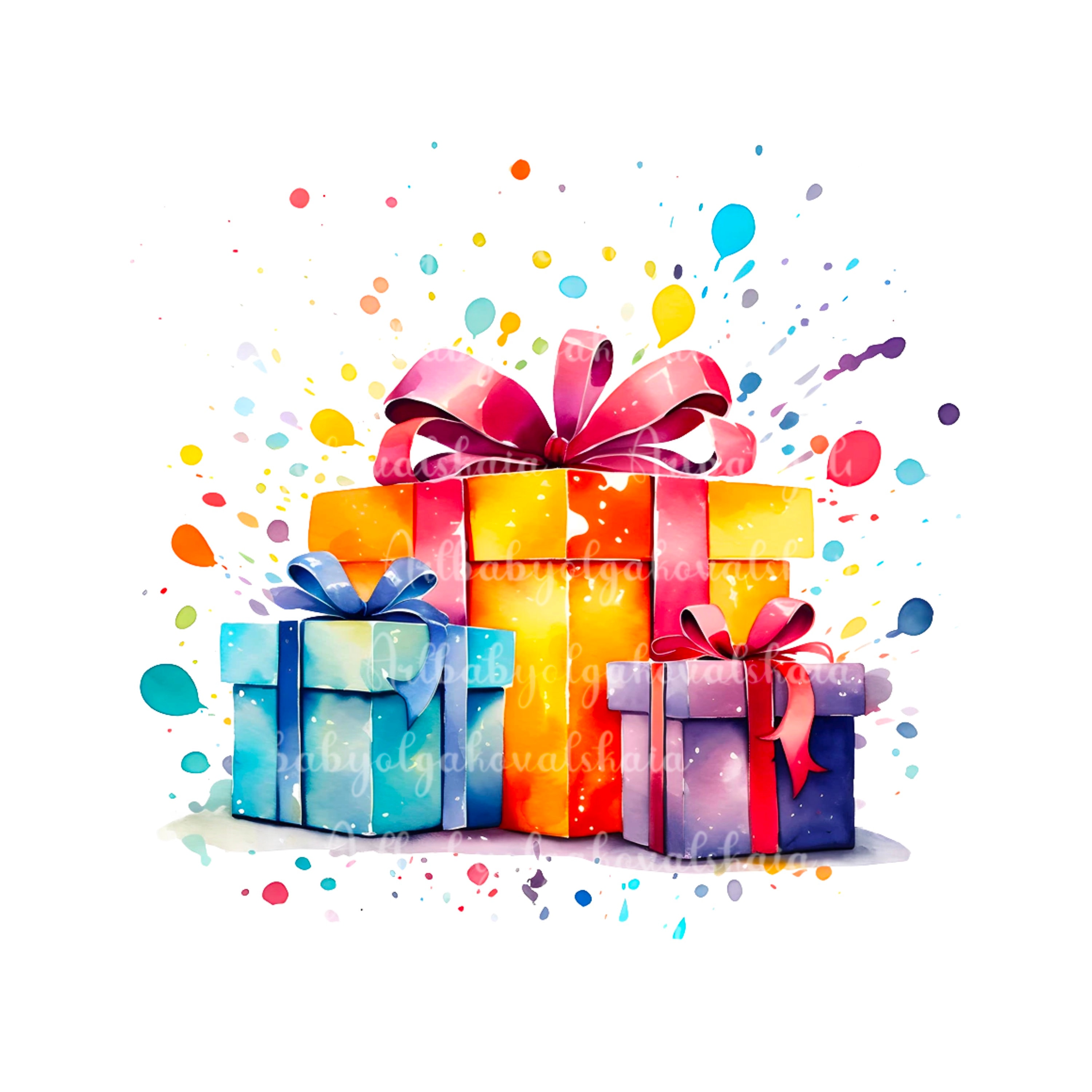 Gift Box PNG, Watercolor Birthday Gift Clipart, Digital Download - Etsy