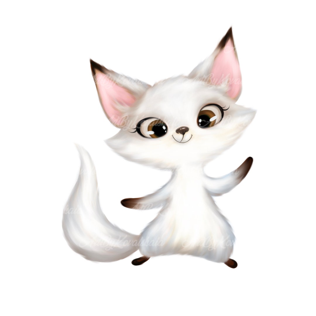 Arctic Fox Clipart, Cute Arctic Fox PNG, Digital Download - Etsy