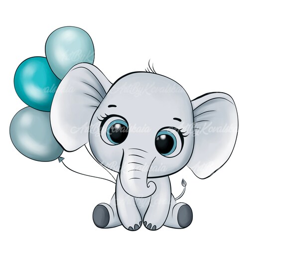 Elephant Clipart Elephant PNG Birthday Clipart Digital - Etsy